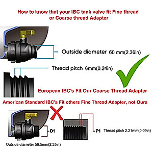 275-330 Gallon Tote Water Tank Adapter 2" Coarse Thread (Not Fine Thread! Coarse Thread Common On European IBC) Brass Hose Faucet Valve Garden Hose Connector Replacement IBC Tote Valve Fitting Parts
