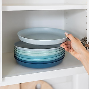 Grow Forward Premium Wheat Straw Plates - 10 Inch Reusable Hard Plastic Dinner Plates Set of 8 - Unbreakable Microwave Safe Plates for Dessert, Camping, RV, Outdoors, Patio, Kitchen Dishes - Seascape