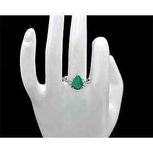 Natural 11X8 MM Green Emerald Gemstone Ring 925 Sterling Silver May Birthstone Art Deco Ring Women Engagement Ring Wedding Gift For Her (Sterling Silver, 11.25 US)