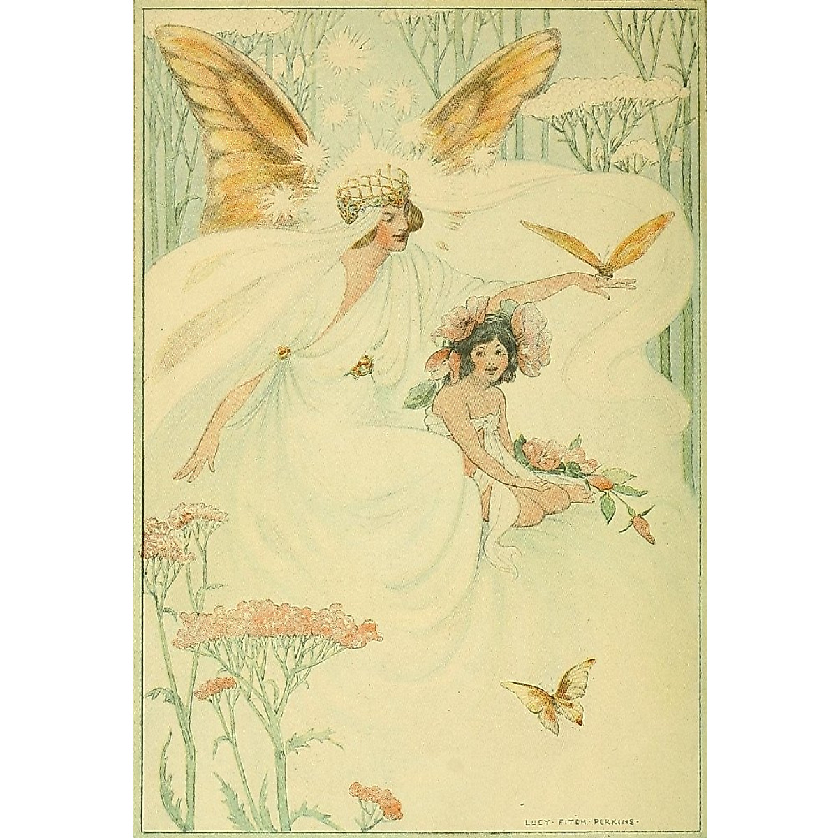 A Midsummer Nights Dream 1907 Titania & Changeling Poster Print by Lucy Fitch Perkins (18 x 24)
