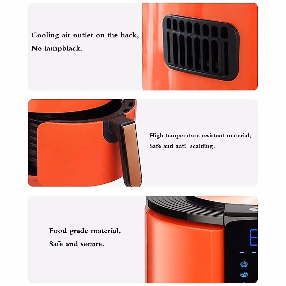 ELEdvb 1500W Air Fryer,Digital Touch Screen Low-Fat French Fries Machine,3QT Cylindrical Multi-Function Oilless Hot Oven with 6 Presets,Preheat and Keep Warm (Red) (Red)