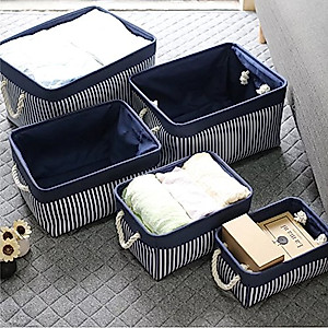 Queenie Wong 2 Pack Closet Canvas Fabric Storage Basket Storage Bins Organizing Baskets for Shelves, Closets, Laundry, Nursery, Decorative Baskets for Gifts Empty