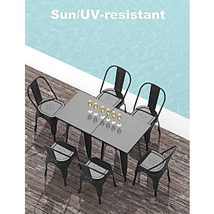 Nazhura Metal Dining Chair Farmhouse Tolix Style for Kitchen Dining Room Café Restaurant Bistro Patio, 18 Inch, Stackable, Waterproof Indoor/Outdoor (Sets of 4) (Black)