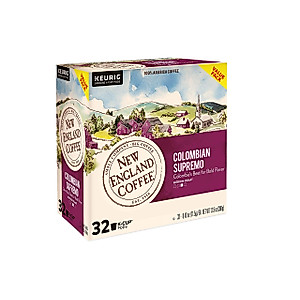 New England Coffee Colombian Supremo Medium-Roast K-Cup Coffee Pods, 32 Count, Intense Flavor & Rich Aroma