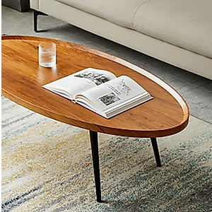 ANS_HOME Wooden Oval Coffee Table Rustic Coffee Table Mid-Century Modern Oval Sofa Table Nesting Tables Center Table for Living Room Bedroom Office Furniture Easy Assembly (31.5")