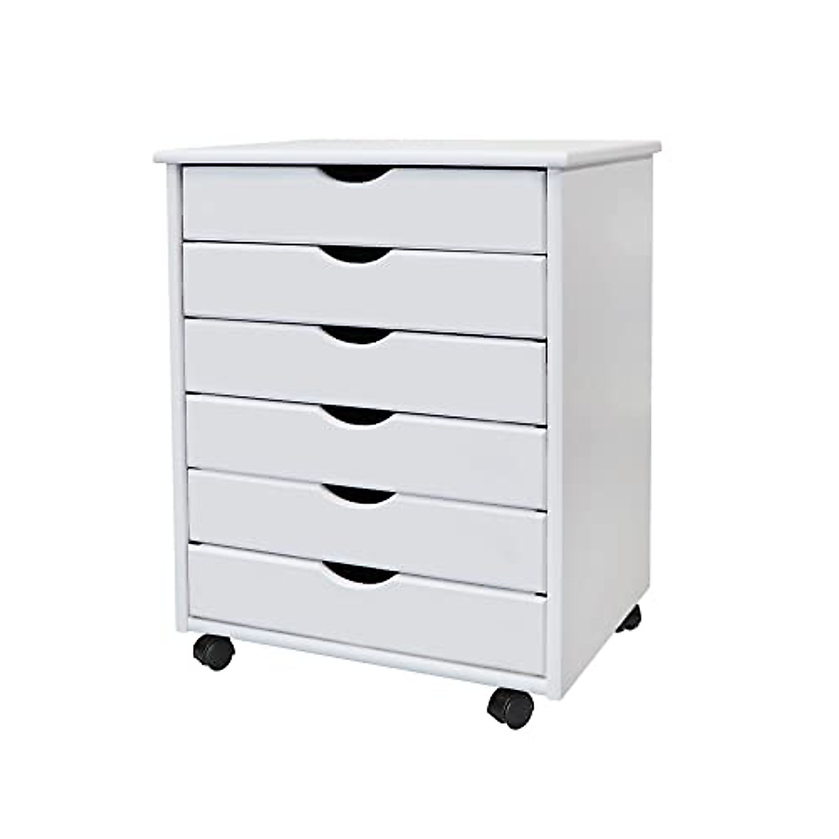 Adeptus Original Roll Cart, Solid Wood, 6 Drawer Extra Wide Drawers Roll Carts, White