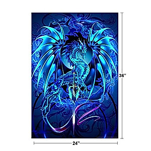 Blue Dragon Dragonsword Seablade Ruth Thompson Fantasy Poster Nina Nylander Knight Sword Cool Wall Decor Art Print Poster 24x36
