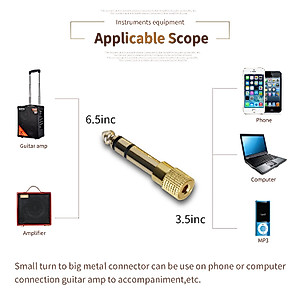 SUNYIN Guitar Amp Cord,Electric Guitar Cable 1/4 Inch Instrument Amp Cord Guitar Cord,3.5mm&6.5mm Converter Adapter,3.5mm Audio Cord,4 Picks(10ft)