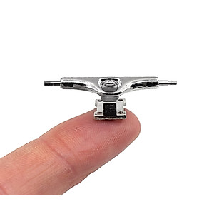 Teak Tuning Prodigy Swerve Fingerboard Trucks, Silver Chrome Colorway - 32mm Wide - Inverted Kingpin - Professional Shape, Appearance & Components