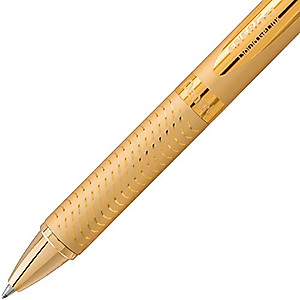 Pentel Energel 0.7 Alloy Rollerball Retractable Liquid Gel Metal Pen - Gold Pen Barrel - Black Ink - Gift Set With 2 Refills for Women, & Men.