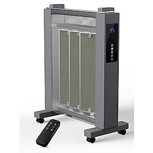 Uthfy Convection Space Heaters for Indoor Use, 1500W Quiet Mica Panel Heater for Large Room, Whole Room Electric Heater with Thermostat, ECO, Remote, Wheel, 12H Timer, Tip-Over & Overheat Protection