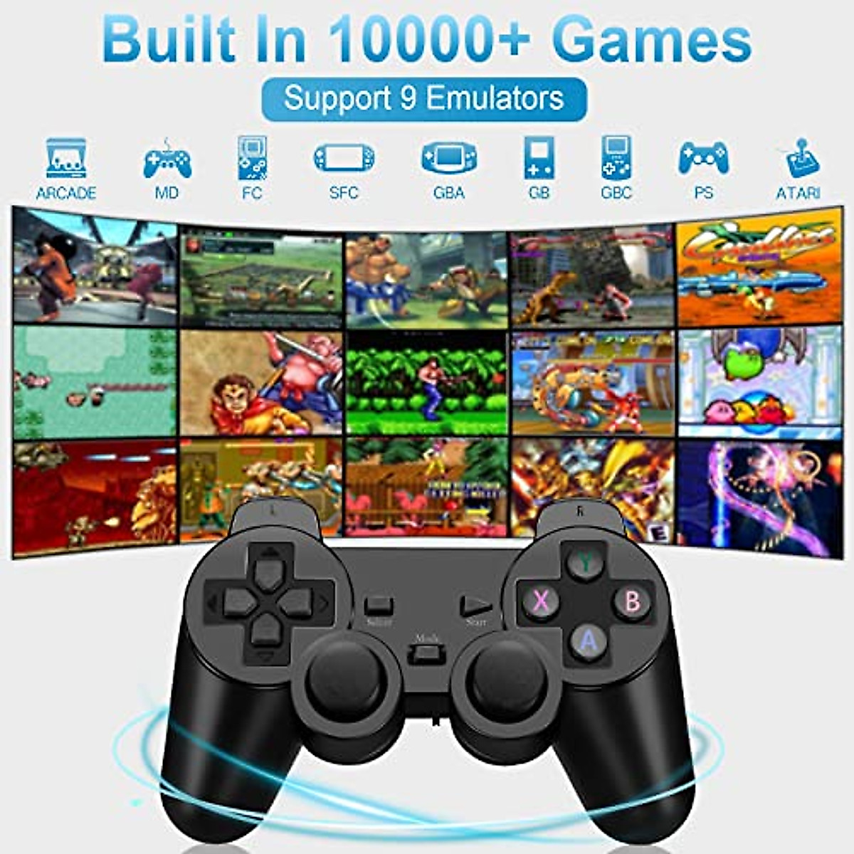 Byte Arcade Wireless Retro Game Console, Retro Game Stick, Nostalgia Stick Game, Plug and Play Game Console Emulator Game Stick 4k 10.000 Games, 9 Classic Emulator, Consoles with Dual 2.4G Wireless Controllers (64G)