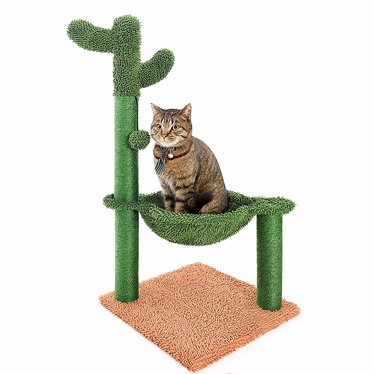 Catinsider 31" Cactus Cat Tree with Hammock and Full Wrapped Sisal Scratching Post for Small Cats Only Brown Medium