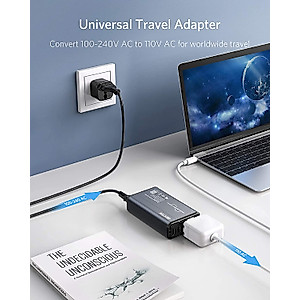 BESTEK Universal Voltage Converter, [Pure Sine Wave] Travel Power Converter Adapter for Hair Straightener/Curler, 100-240V to 110V Travel Adapter with Fast USB (Grey)