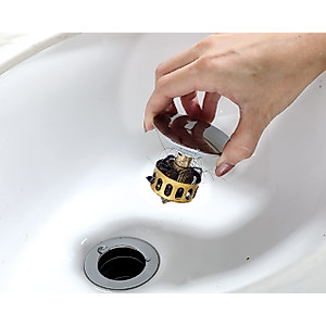RAINJESTON Polished Chrome Bathroom Sink Drain with Detachable Basket Plug Pop up Drain with Overflow