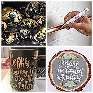 Permanent Paint Pens White Markers - 2 Pack Single color Oil Based Paint Markers, Medium Tip, Quick Drying and Waterproof Marker Pen for Metal, Rock Painting, Wood, Fabric, Plastic, Canvas, Mugs