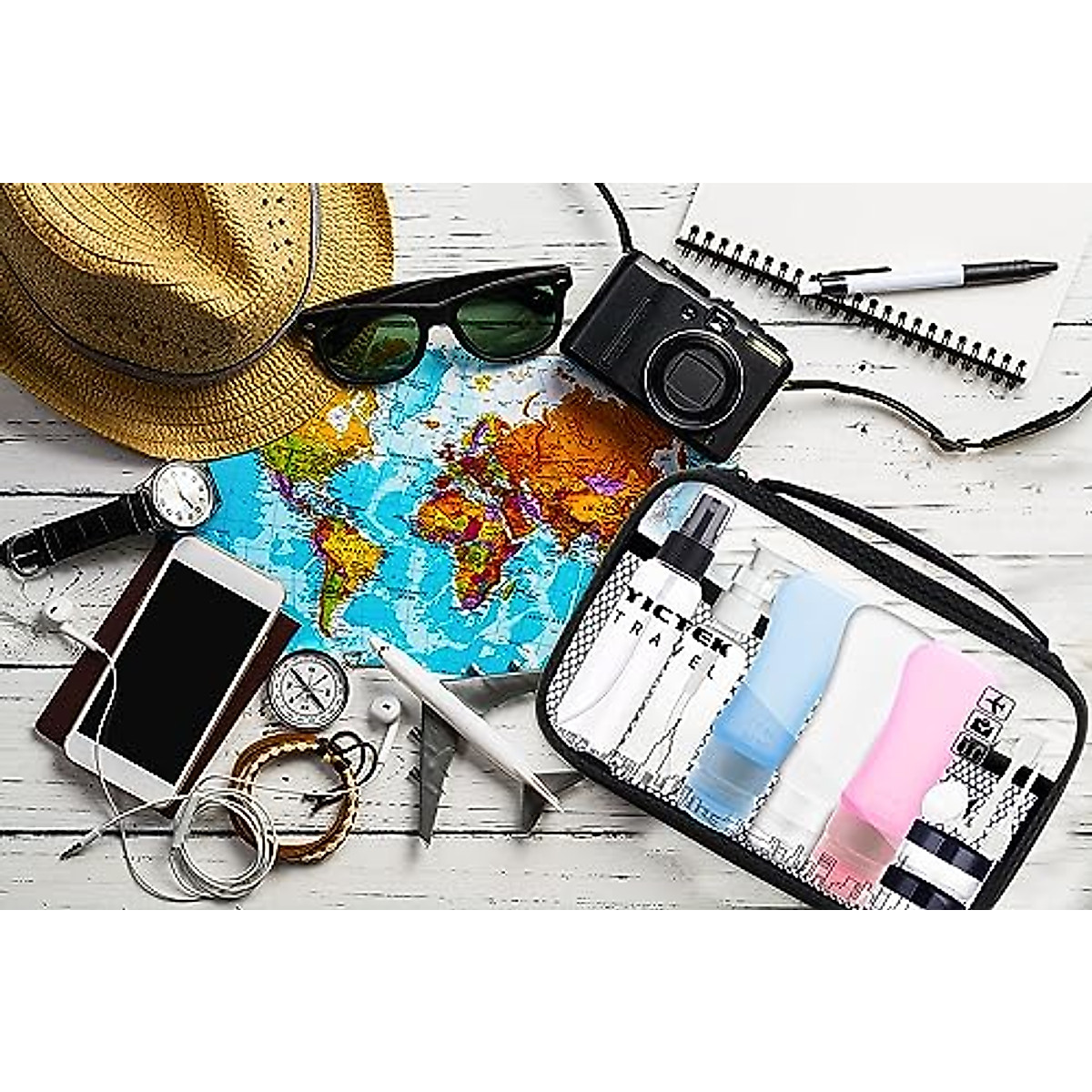 YICTEK Travel Size Bottles Kit for Toiletries, TSA Approved Silicone Travel Shampoo And Conditioner Bottles Set Leak Proof Squeezable Travel Accessories for Toilietries