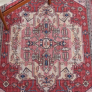 SAFAVIEH Tucson Collection Area Rug - 5' x 8', Red & Pink, Persian Design, Non-Shedding Machine Washable & Slip Resistant Ideal for High Traffic Areas in Living Room, Bedroom (TSN139R)