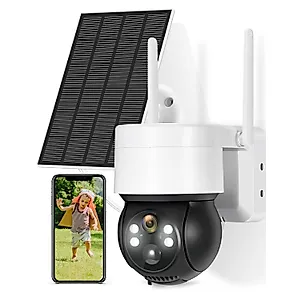 ANBERX Outdoor Security Camera, 2K/3MP Night Vision Security Cameras Wireless Outdoor with PIR Motion Sensor IP66 Waterproof Solar Camera Security Outdoor(Black)