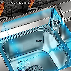 Outdoor Freestanding Stainless Steel Sink, Commercial Restaurant Kitchen Sink, Workbench Sink for Cafe Bar Hotel Garage Laundry Room Sturdy and Stable Easy to Assemble (Size : 47")