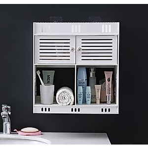 FYNUM (40 x 18 x 43) cm Non-Perforated PVC Bathroom Wash Cabinet with Three Layers and Two Doors