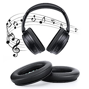 ELZO Replacement Ear Pads Cushions, Earpads for Bose QuietComfort 45 (QC45) Headphones, Premium Softer Leather, High-Density Noise Cancelling Foam, Added Thickness - Black