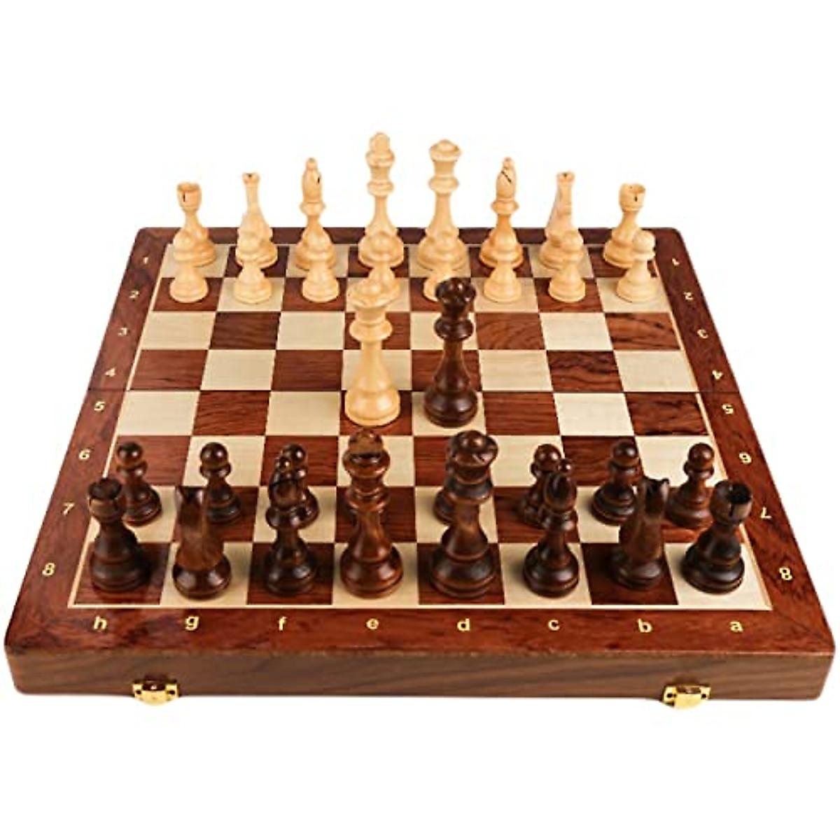 Walnut Chess Set 15'' x 15'' with Felted Game Board Interior for Storage Chess Game for Child & Adult, 2 players