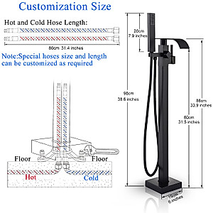 Senlesen Free Standing Tub Faucet Matte Black Floor Mounted Tub Filler Faucet Brass Bathroom Tub Faucets with Hand Shower