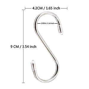 JINHEZO Premium 10-Pack Larger Round S Shaped Hooks in Polished Stainless Steel Metal, Hangers Hanging Hooks for Kitchen, Work Shop, Bathroom, Garden, Kitchenware Pots Utensils, Clothes, Bags, Towels