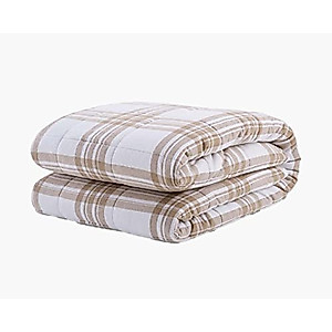 Gravity Blanket Sherpa Weighted Blanket, 10 lbs Taupe Plaid 48" x 66", The Original Weighted Blanket for Sleep, Brushed Flannel Sherpa Blanket, Cotton Made Breathable Throw Blanket