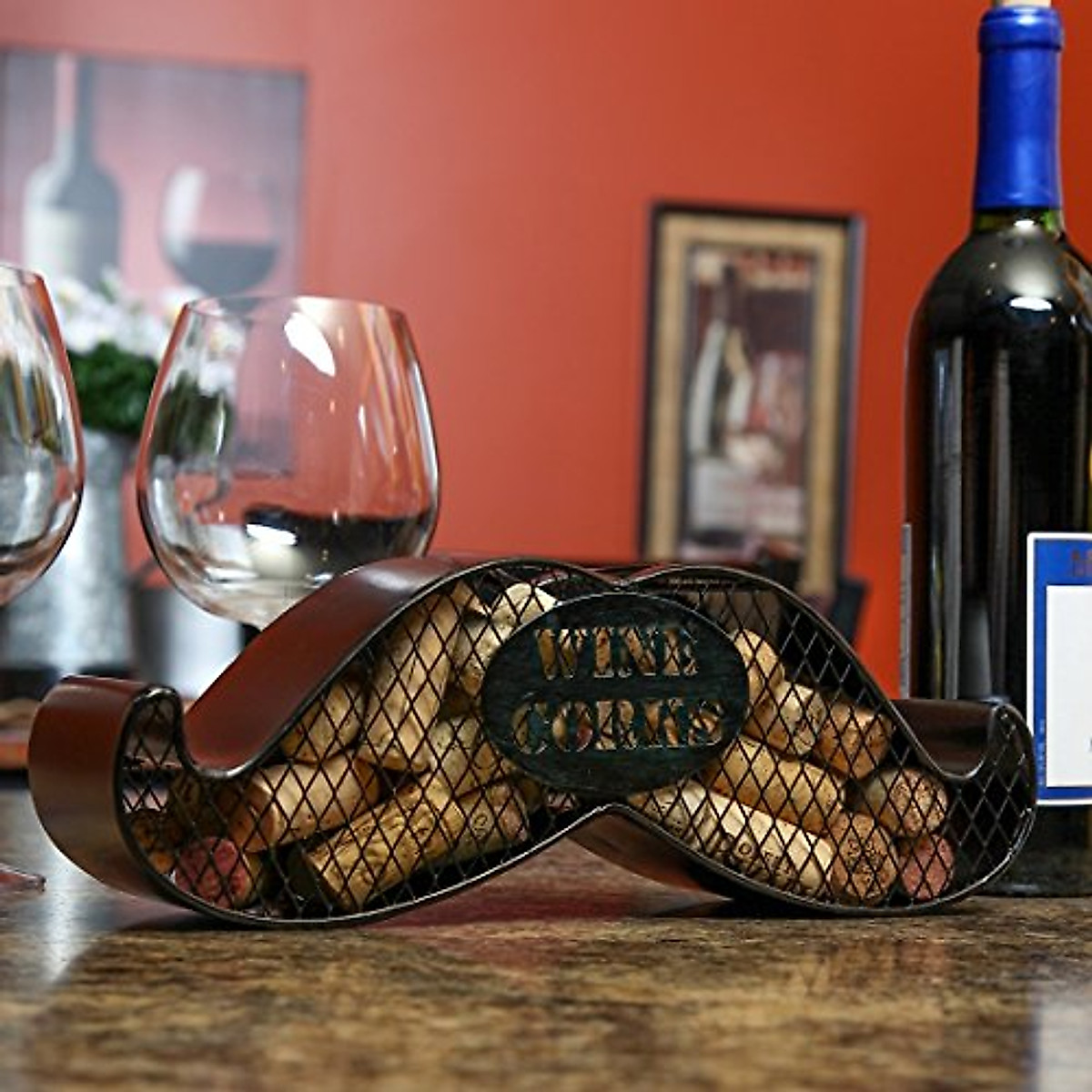 Home-X Mustache Shaped Wine Cork Holder