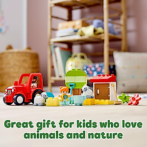 LEGO DUPLO Town Farm Tractor & Animal Care 10950 Creative Playset for Toddlers with a Toy Tractor and 2 Sheep, New 2021 (27 Pieces)