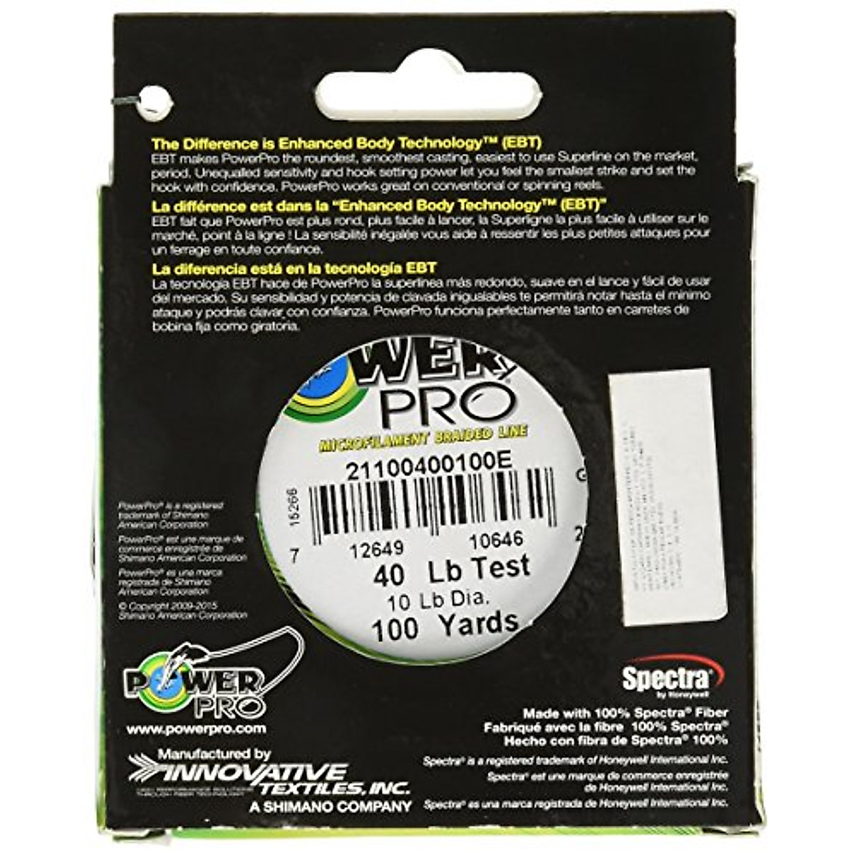 POWER PRO 21100400100E Spectra Braided Fishing Line 40lb 100yd, Moss Green