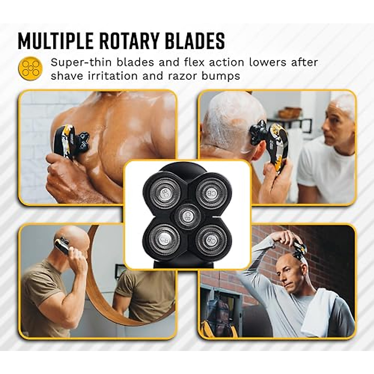 Head Shaver for Bald Men, Water-Resistant, Replaceable Head, Rechargeable, Electric, Cordless, Ergonomic, Bald Buddy