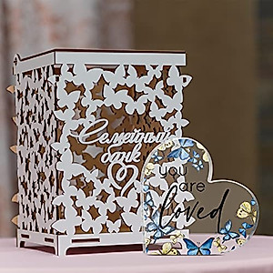 Yulejo Acrylic Heart Shaped Sign Decor with Butterflies Appreciation Heart Tables Centerpiece Inspirational Desk Keepsake Gift for Colleague Friends Coworker Teacher Christmas(You Are Loved)