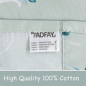 FADFAY Twin XL Duvet Cover, 100% Cotton Teal/Light Green Reversible Comforter Cover College Dorm Room Bedding Sets - Ultra Soft Pattern Printed Leaf Bedding, 3Pcs, Twin Extra Long