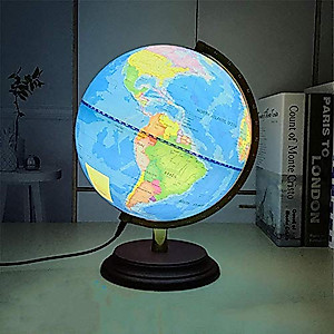 World Globes for Kids - Larger Size Educational World Globe with Stand Adults Desktop World Gobles Educational Toy for Children - Geography Learning Toy,B