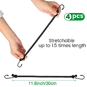 2 Pieces 7 x 7 x 2.7 Inch Metal Ground Bird Feeder Compact Platform Bird Seed Tray and 4 Pieces Elastic Rope for Outdoor Dove Birds or Squirrels Garden Decoration (Black)