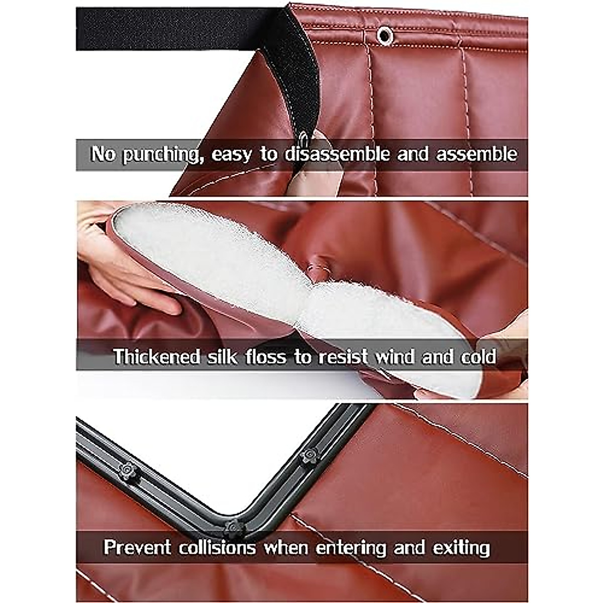 Kszoxdi Heavy Duty Thermal Insulation PU Doorway Curtain Screen Door Curtains Panel Soundproof Blanket Extra Wide with Window 30cm W x 45cm L for Garage Front Door Patio Kitchen Pink (Size : W130cm*H