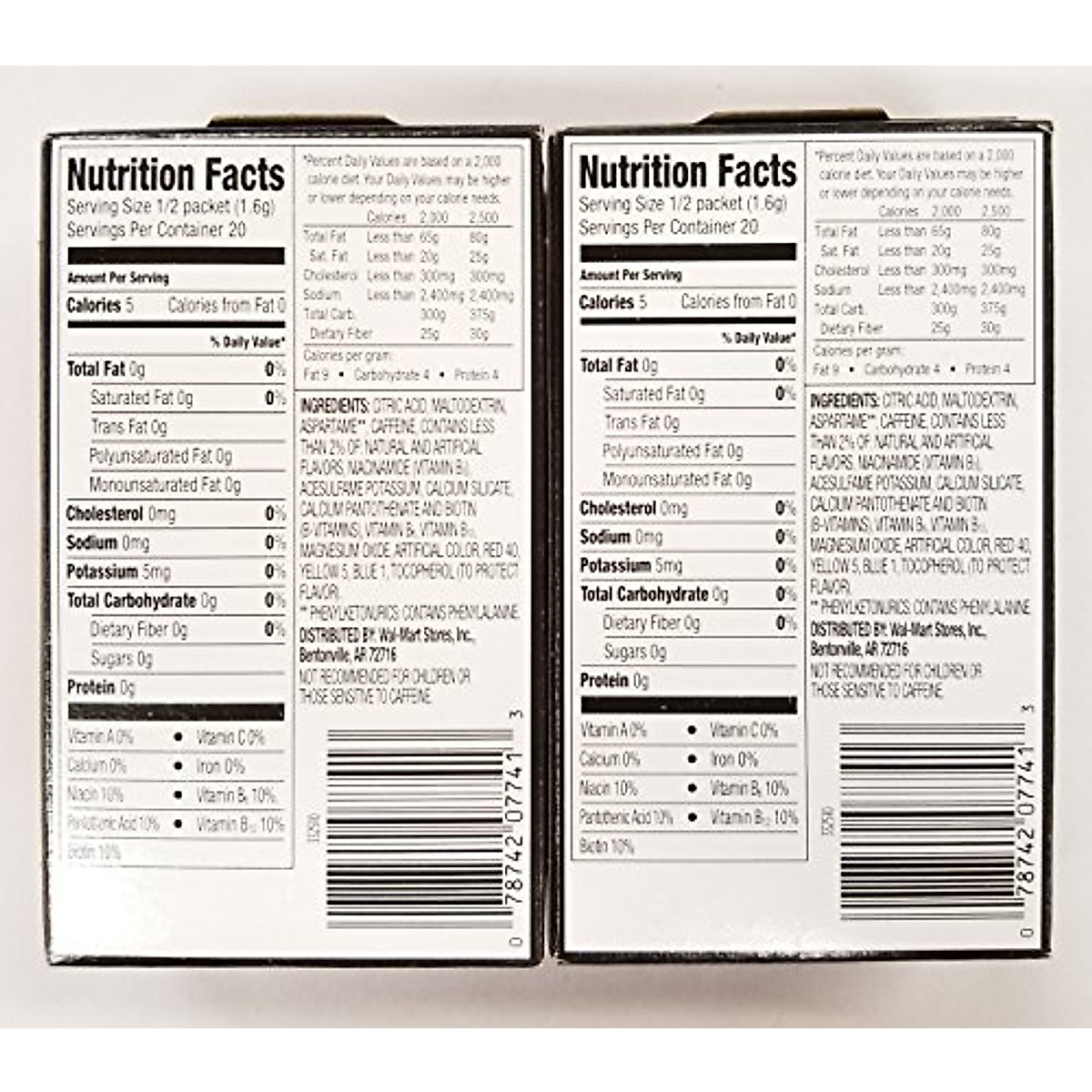 Great Value Sugar Free, Low Calorie ENERGY Wild Strawberry Drink Mix (Pack of 2)