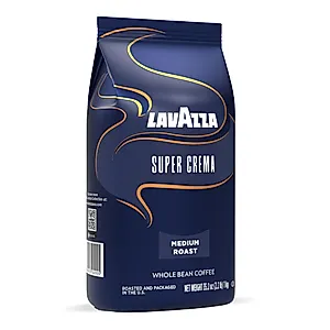 Lavazza Super Crema Whole Bean Coffee Blend, light-Medium Espresso Roast, 2.2 Pound (Pack of 1) ,Premium Quality, Aromatic, Mild and creamy