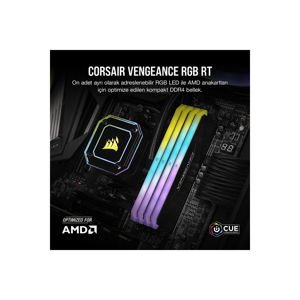 CORSAIR VENGEANCE RGB RT 16GB (2x8GB) DDR4 3200 (PC4-25600) C16 1.35V Desktop Memory