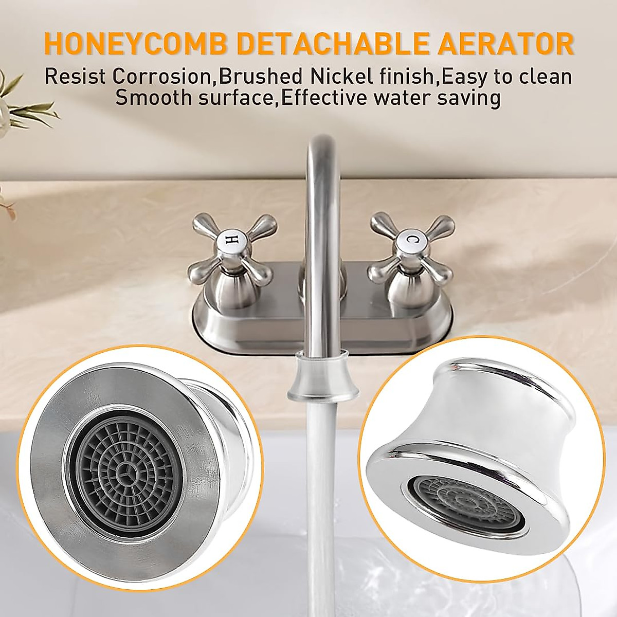 Faucet Aerator Compatible with Moen 101964 116618, Fit for Shower Bathroom Kitchen Faucet Parts, High Flow Sink Aerator Replacement, 2.2 Gallon Per Minute, Finish Chrome