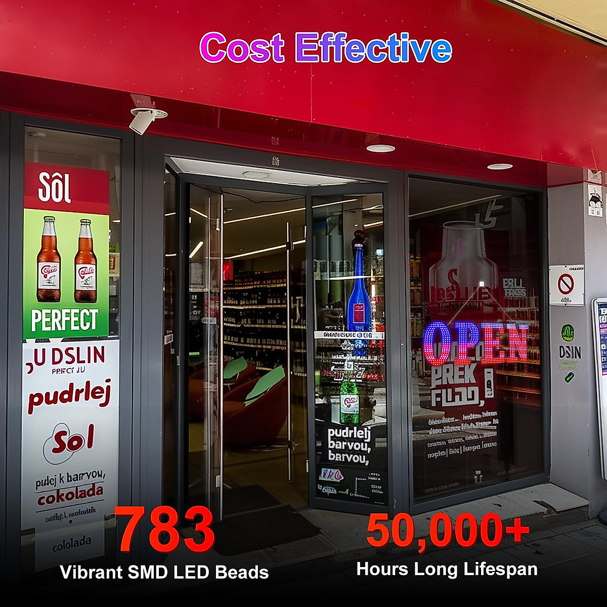 Flashing USA Flag Open Sign, 40"x14" Large Led Open Sign with 14 Scene Modes, Open Sign for Business with Hanging Installation, Ultra Bright Open Sign for Boutique, Stores, Bar, and More