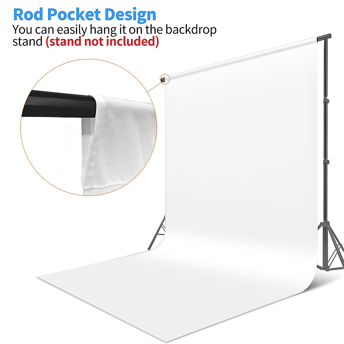White Photography Backdrops for Photoshoot, HEMMOTOP 10x8 ft White Photo Backdrop Background Curtain, for Video Recording, Photographic Studio, Picture, Party, Photos, Product (Backdrop only)