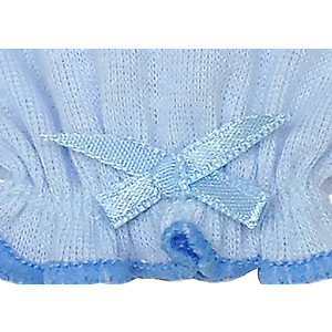 Liwely 6 Pairs Unisex-Baby No Scratch Mittens, 100% Cotton, Solid Blue with Bow