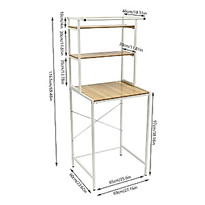 HOLMZCED 3 Tier Wooden Over The Washer and Dryer Storage Shelf, Bathroom Shelf Washing Machine Storage Shelf Utility Rack Freestanding Laundry Drying Rack Heavy Duty for Bathroom Laundry Room