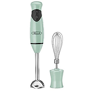 BELLA Immersion Hand Blender, Portable Mixer with Whisk Attachment - Electric Handheld Juicer, Shakes, Baby Food and Smoothie Maker, Stainless Steel, Sage