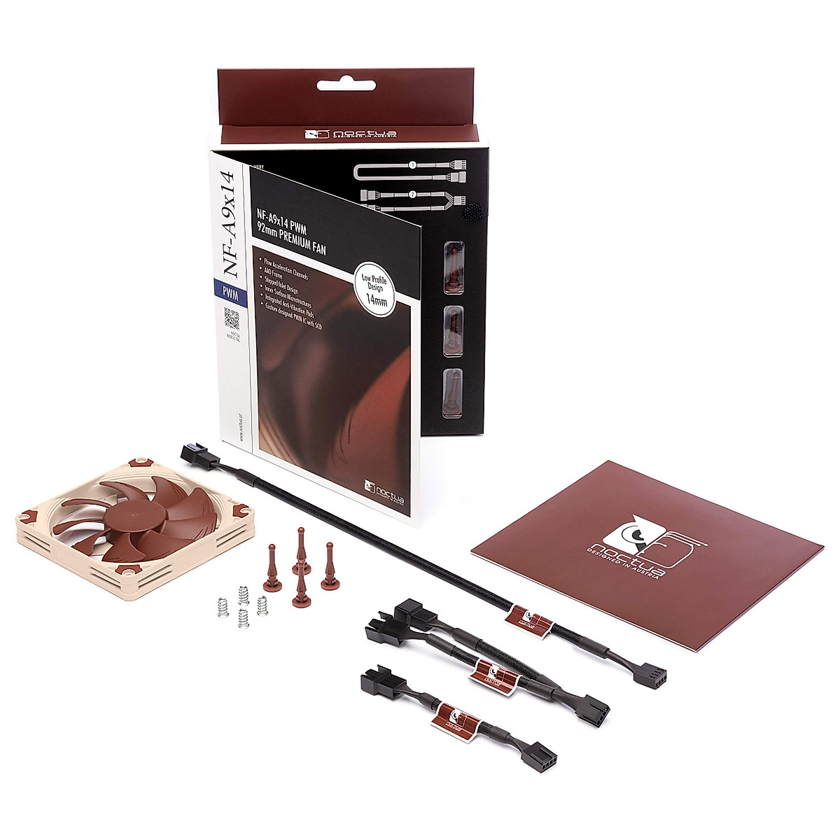 Noctua NF-A9x14 PWM, Premium Quiet Fan, 4-Pin (92x14mm, Brown)