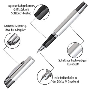 Online Ergonomic fountain pen for school/college Campus Fluffy Cats - solid medium nib, soft grip part, for standard ink cartridges, refillable, ideal for beginners/pupils/students